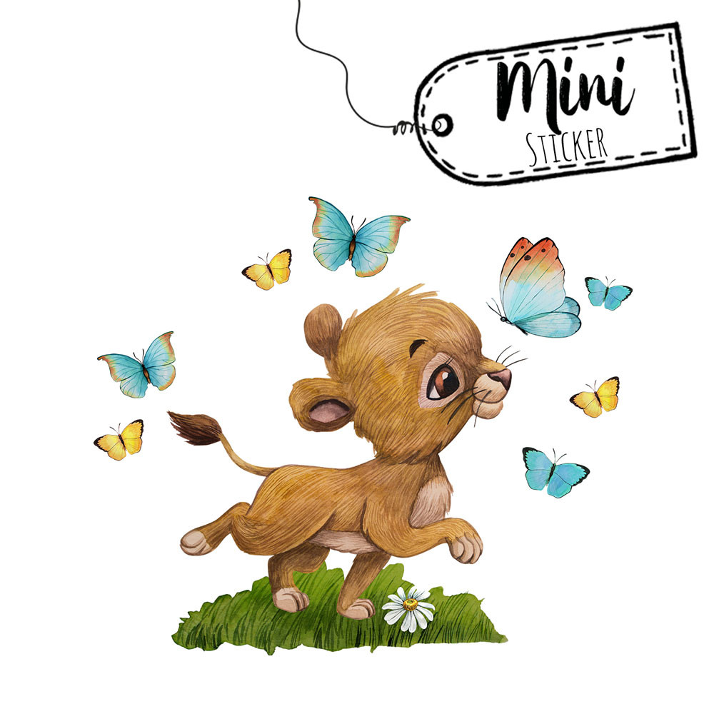 Mini Sticker Aufkleber Löwe Löwenbaby Junge Schmetterlinge ...