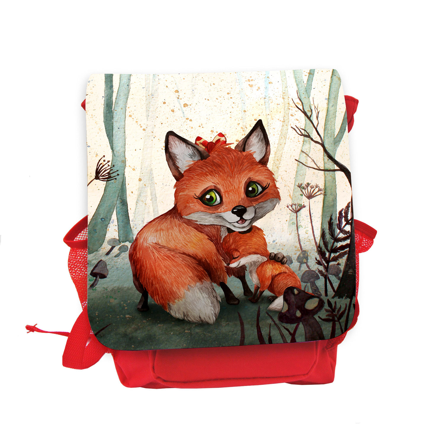 Kinderrucksack mit Fuchs Fuchsmama mit Jungtier rot rosa Kindergarten ...