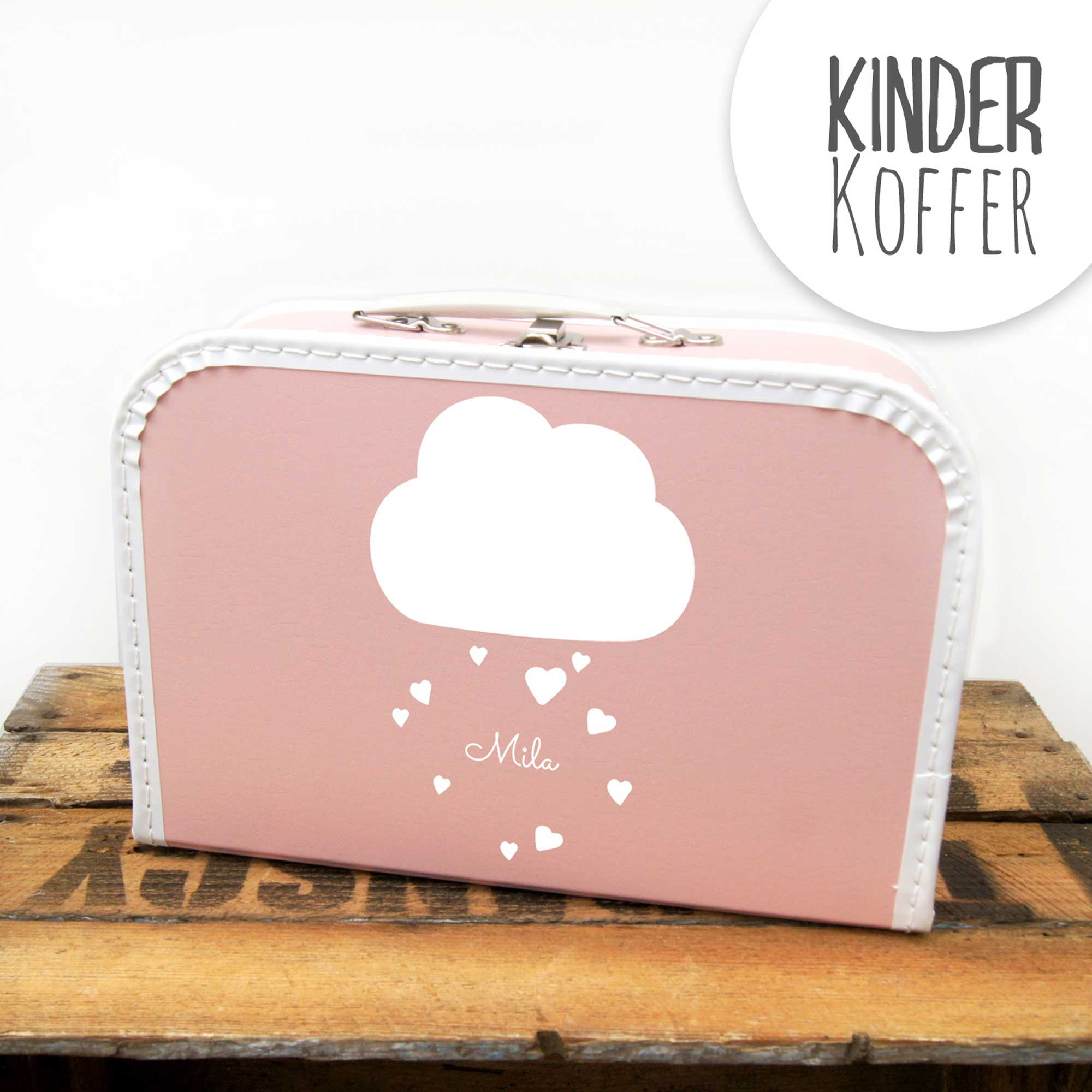 Kinderkoffer Koffer Wolke mit Herzen und Wunschname rosa kos4c ...