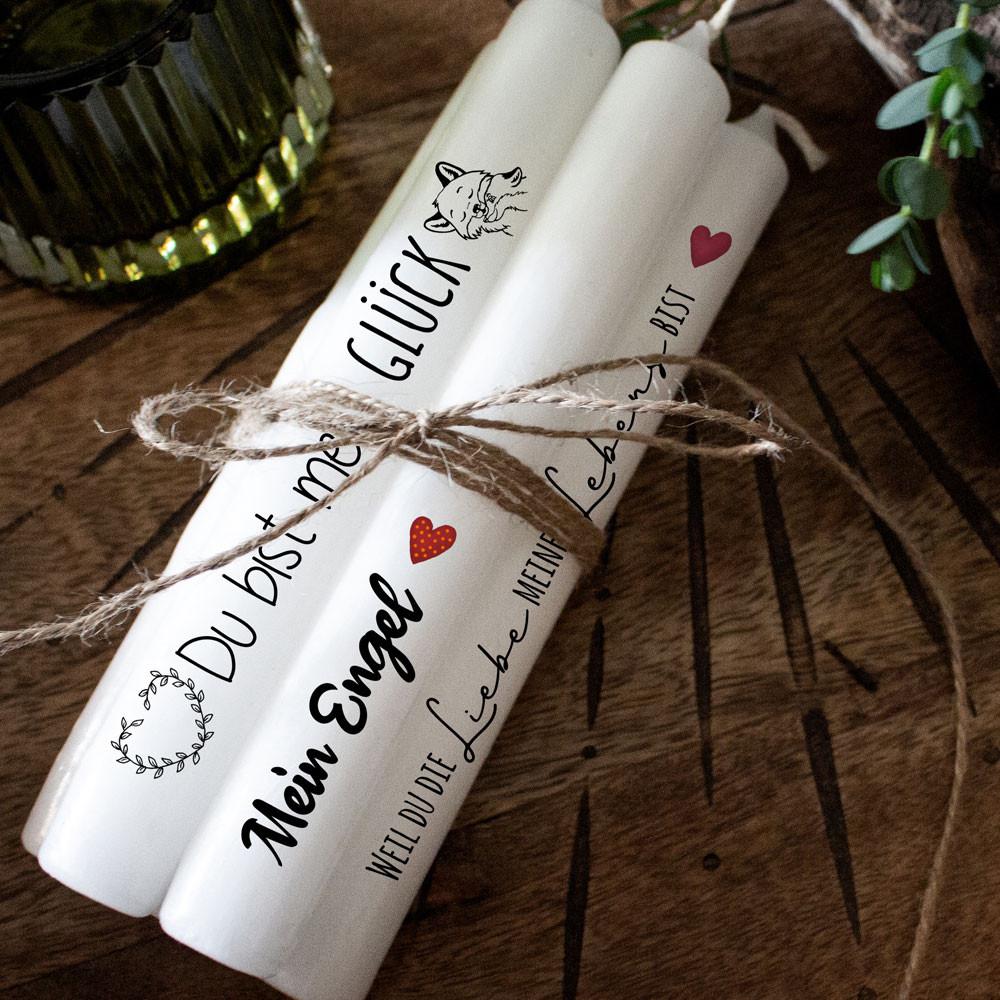 Kerzensticker Kerzentattoos Tattoofolie Valentinstag Liebe love Glück für Kerzen oder Keramik A4 ...