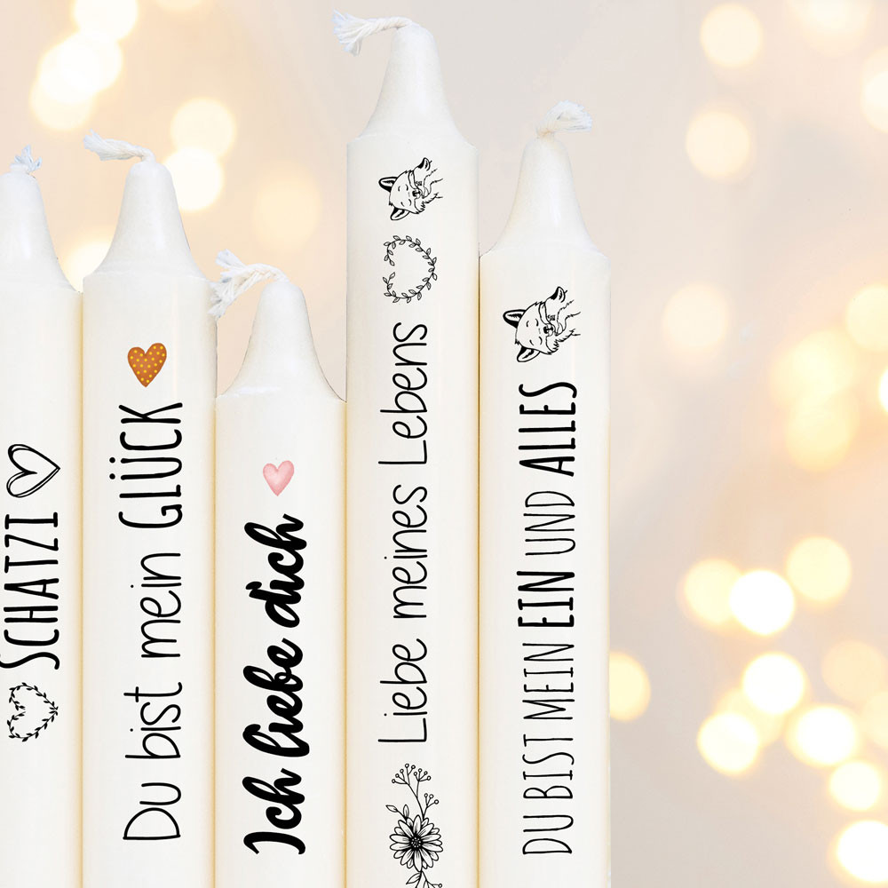 Kerzensticker Kerzentattoos Tattoofolie Valentinstag Liebe love Glück für Kerzen oder Keramik A4 ...