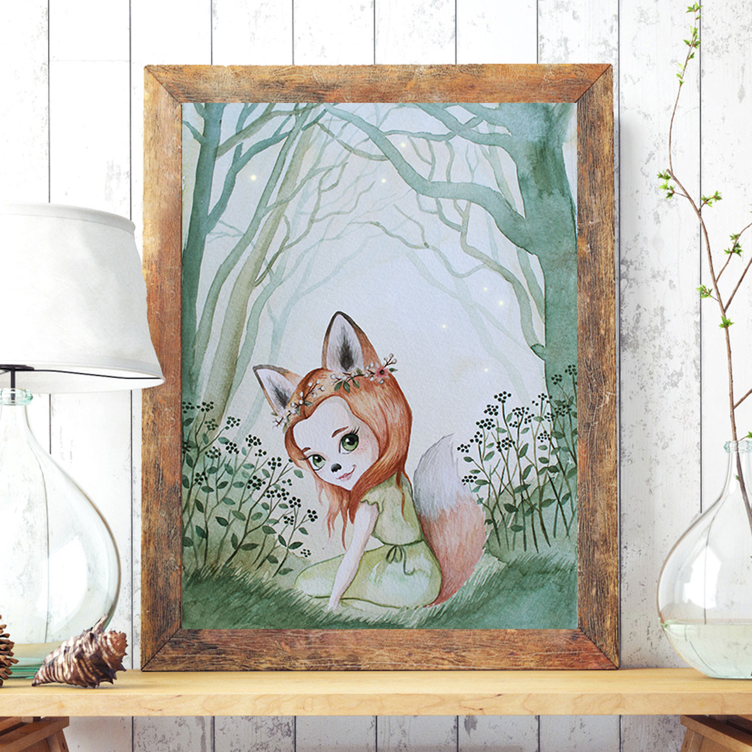 Print Poster in A3 oder A4 Fuchsmädchen Fara im Wald Plakat ...