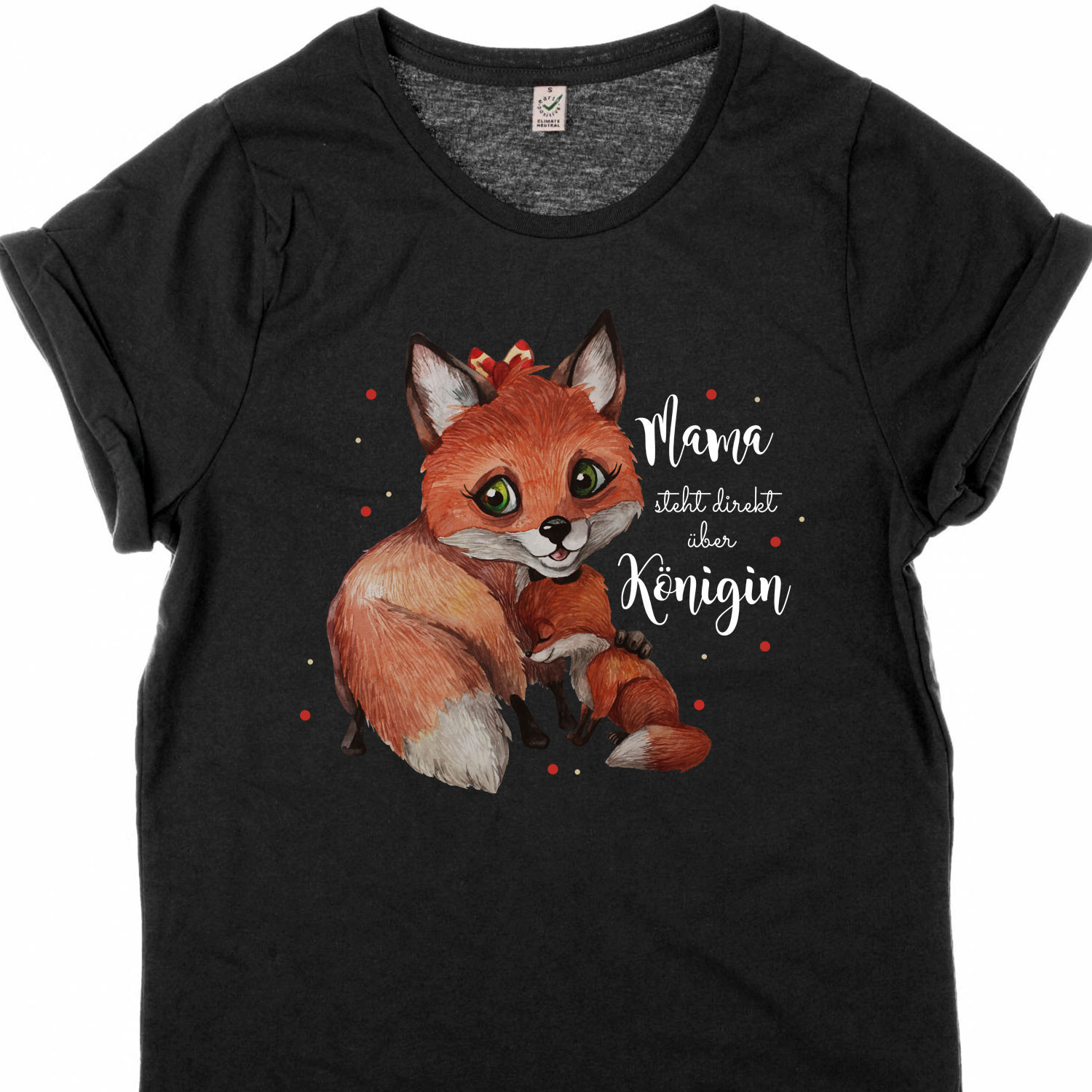 T-Shirt Fuchs Fuchsmama mit Junges & Spruch Mama steht direkt über ...