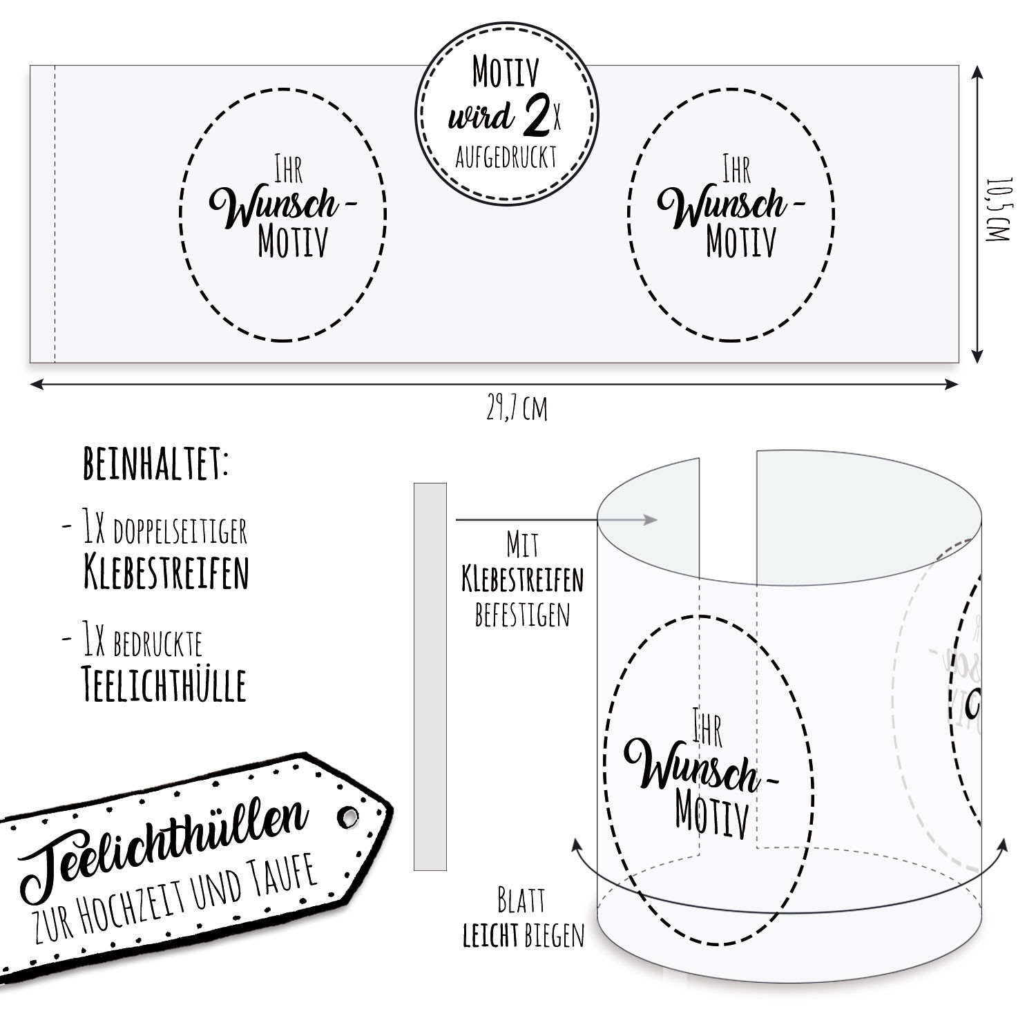 Teelichthüllen zur Taufe 2er 4er Set für Windlichter Teelicht ...