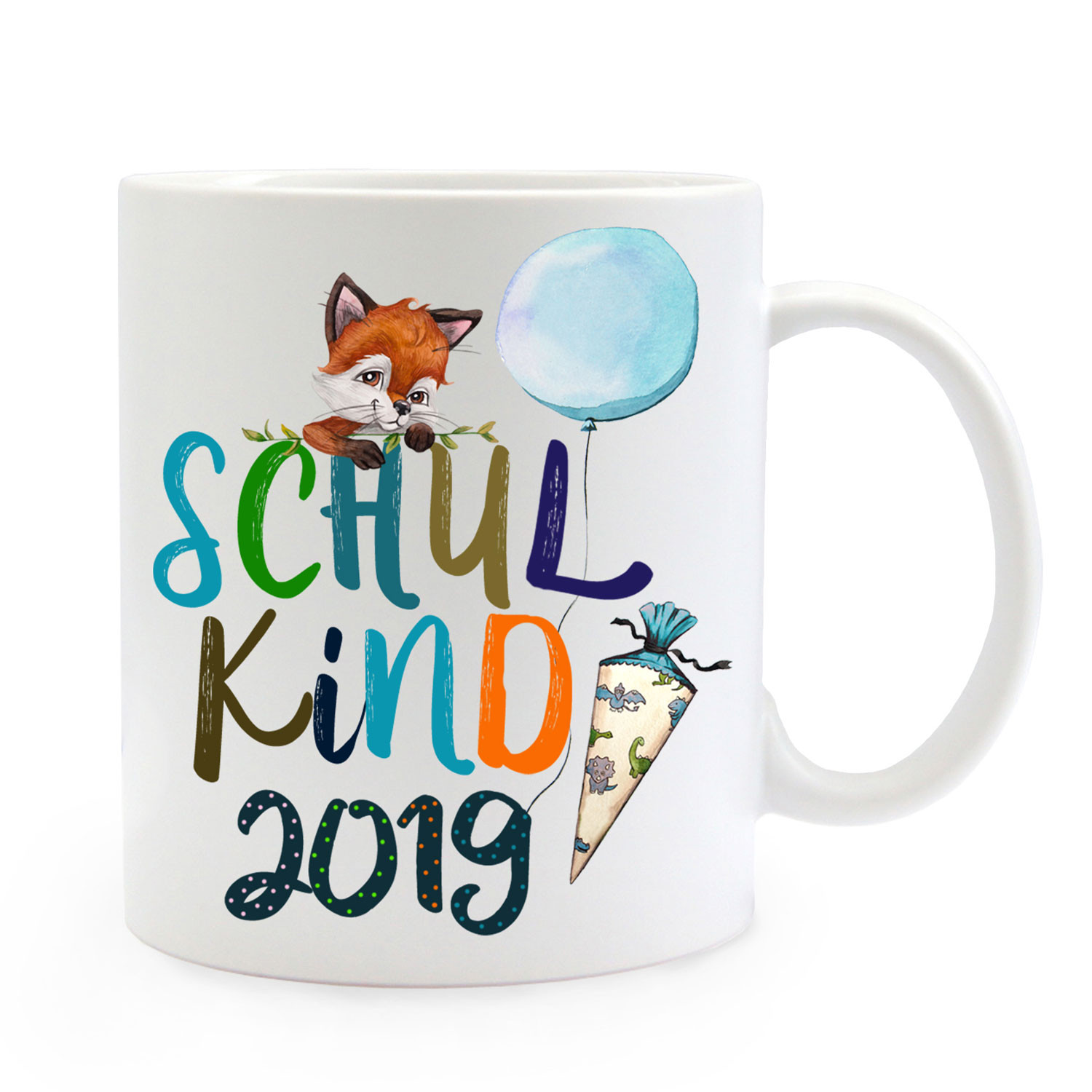 Tasse Becher zur Einschulung Geschenk Schulstart Fuchs Fuchsjunge Schultüte Spruch Schulkind mit ...