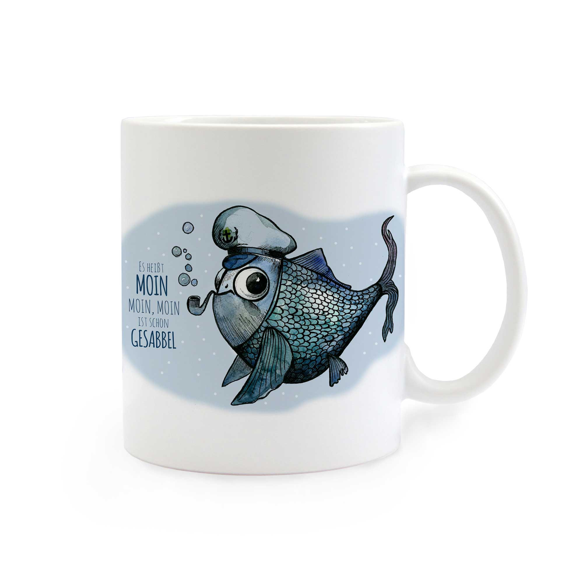 Tasse Käpt'n Fisch mit Spruch es heißt Moin... ts291 ~ Wandtattoos ...
