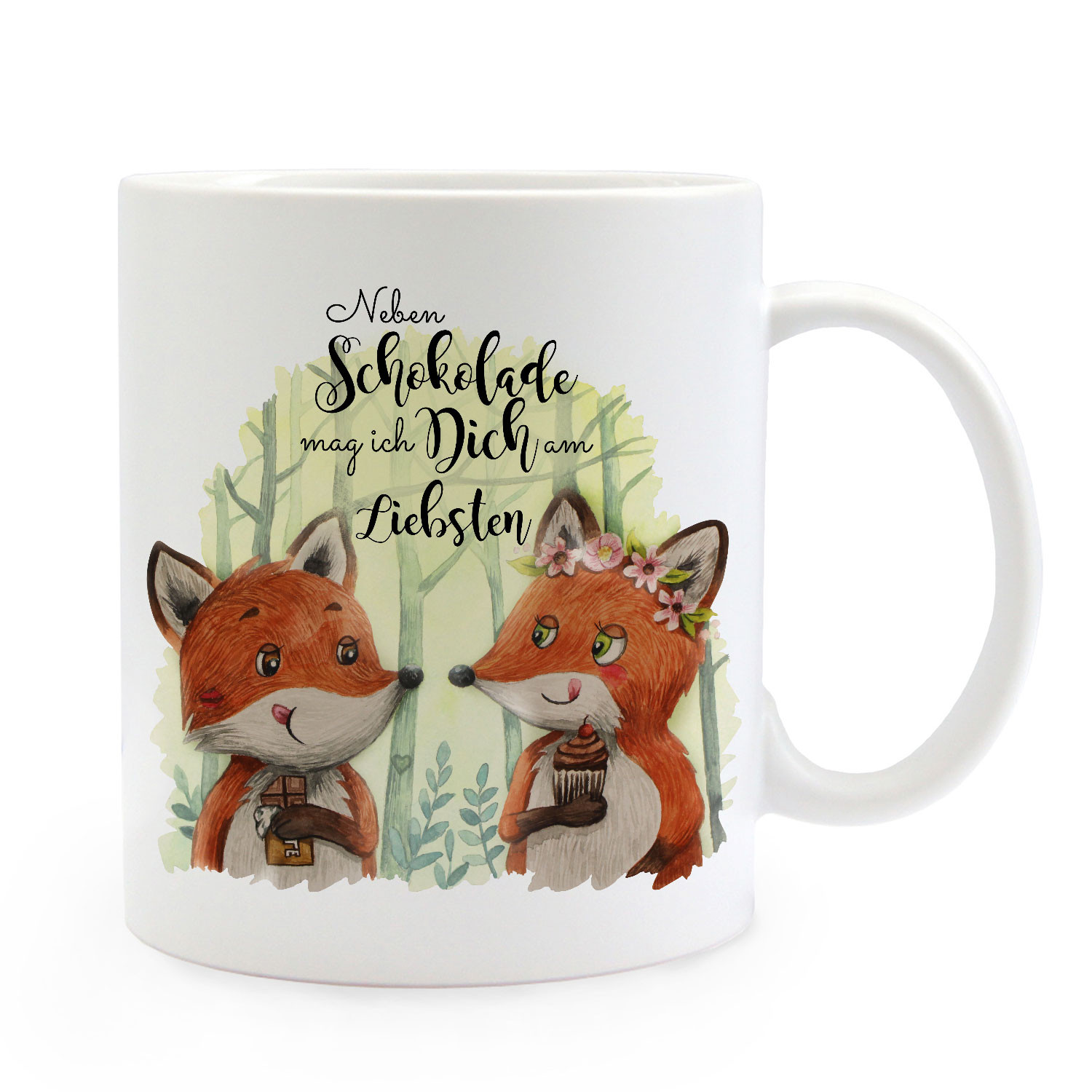 Tasse Becher Motiv Fuchs Pärchen Spruch Neben Schokolade mag ich Dich ...