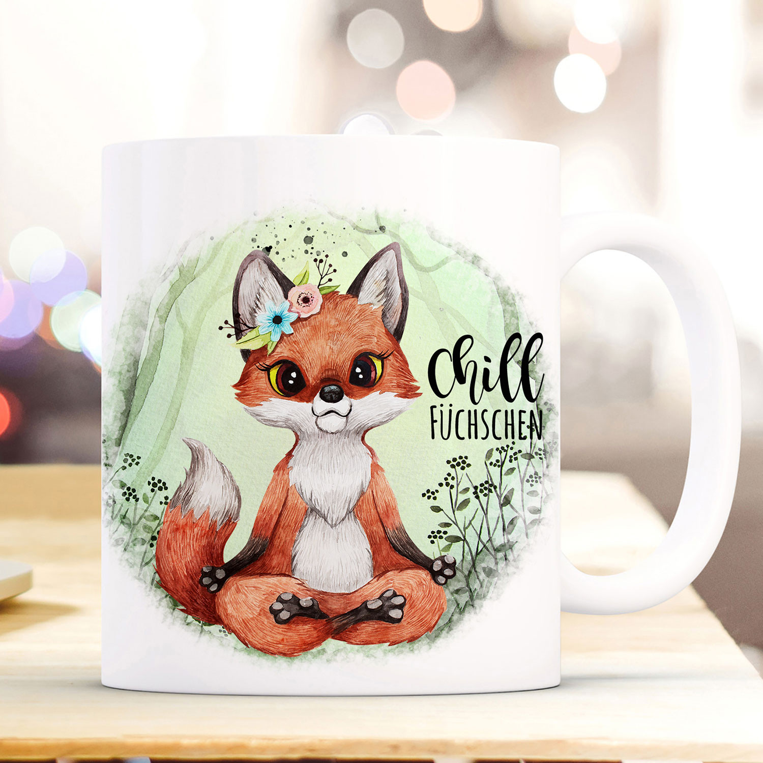 Tasse Becher Motiv Fuchs Yogafuchs Spruch Chillfüchschen Kaffeebecher ...