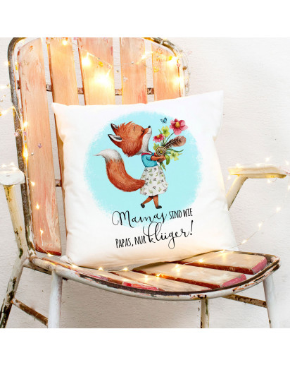 Kissen Fuchs & Spruch Mamas wie Papas nur klüger inklusive Füllung ...