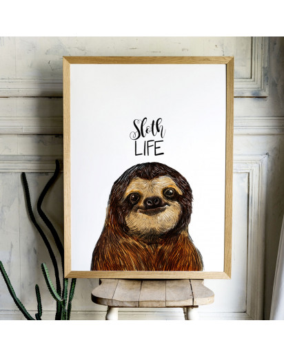 A3 Print mit Faultier und Spruch Sloth Life Poster Plakat Motto Zitat ...